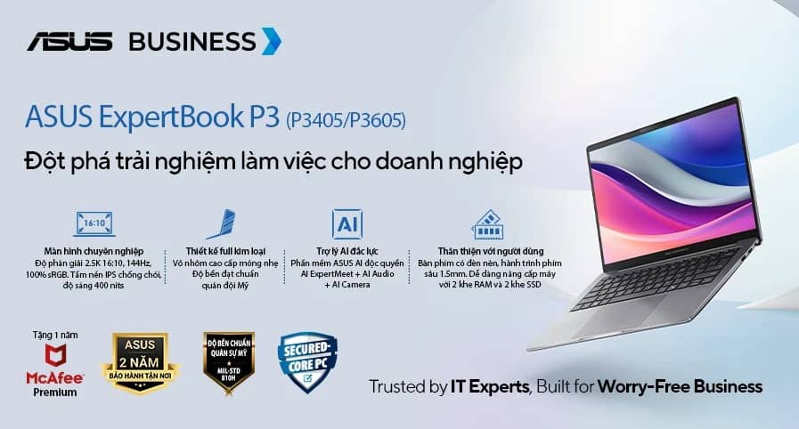 ASUS ExpertBook P3 2025 – Laptop doanh nghiệp cao cấp, màn hình 2.5K ...